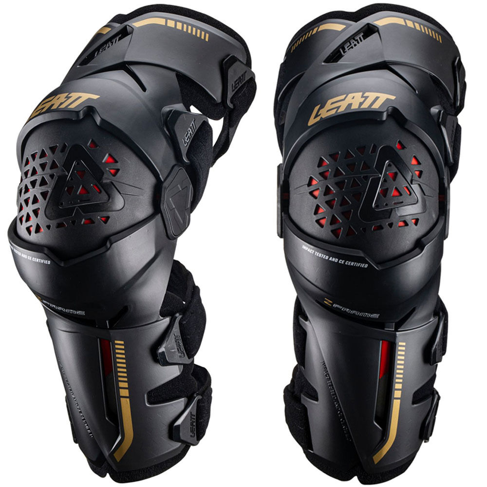 Leatt V22 Z-Frame Black Knee Braces Set at AdventureMoto