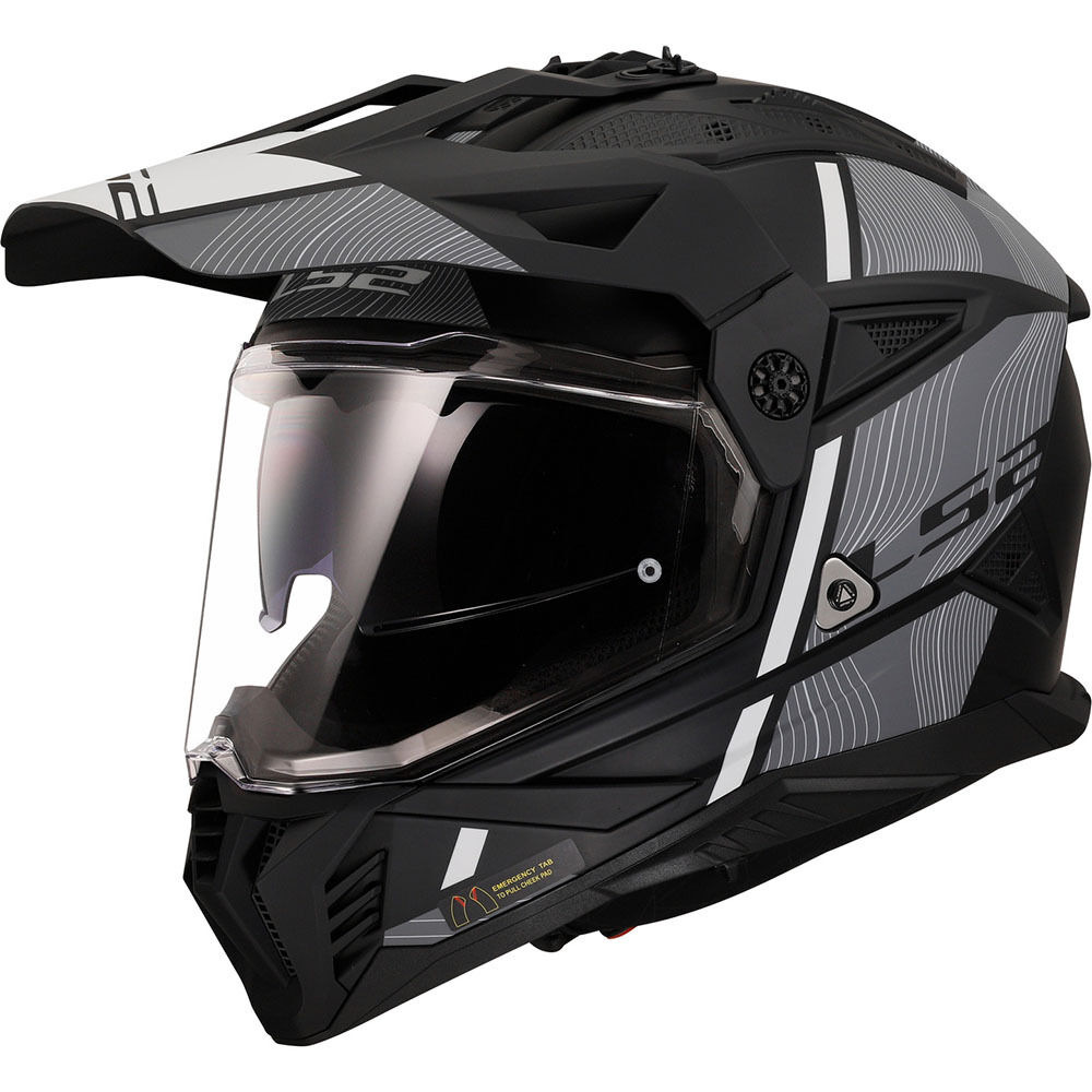 LS2 MX702 Pioneer II Hill Matte Black/White Adventure Helmet - LS2 Helmets